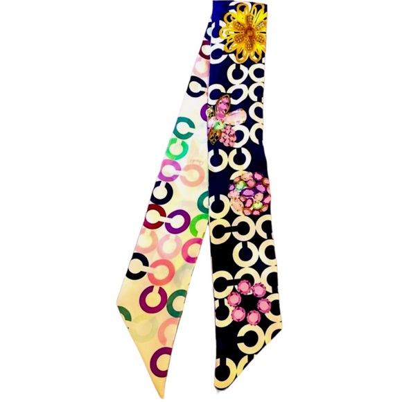 Coach | Accessories | Coach Silk Signature Cream Purple Gold Handbag ...